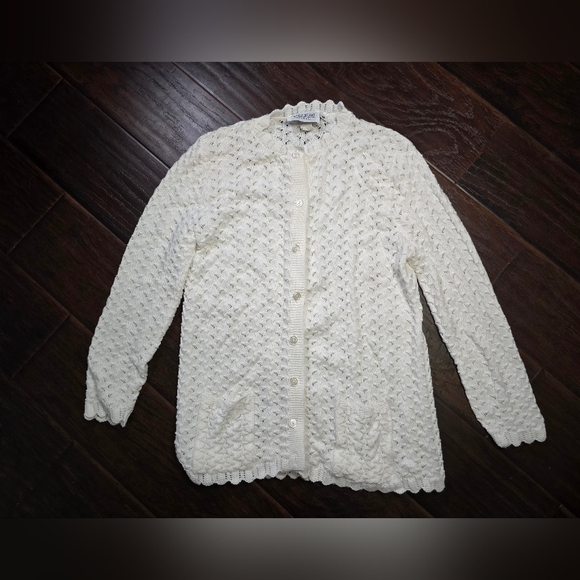 Carly Blake | Sweaters | Carly Blake Vintage Womens White Knit Button ...